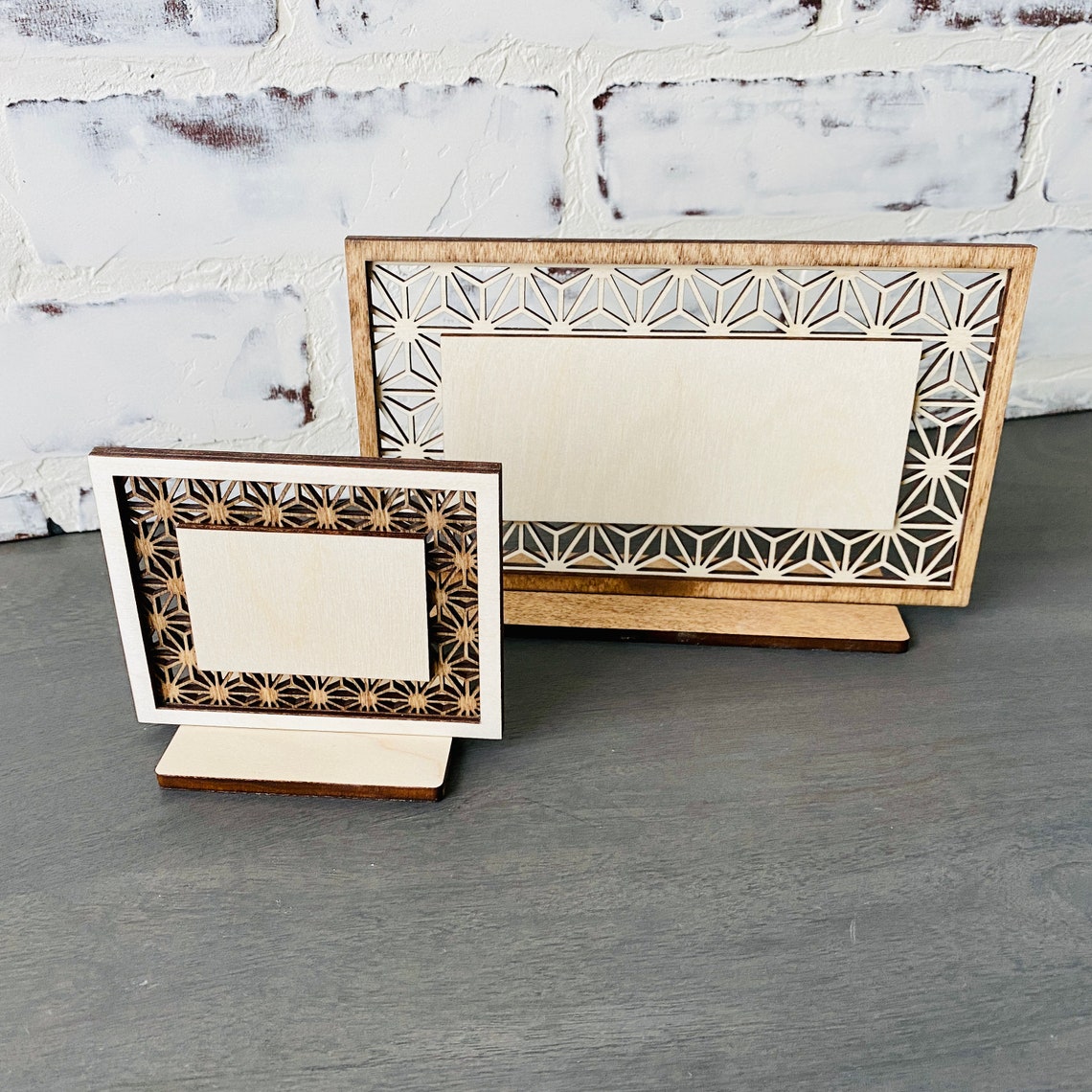 Custom Engraved Standing Wood Sign Geometric Pattern Wedding - Etsy