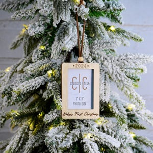 Baby's First Christmas Photo Ornament: Engraved Wood 2x3" Frame - Etsy