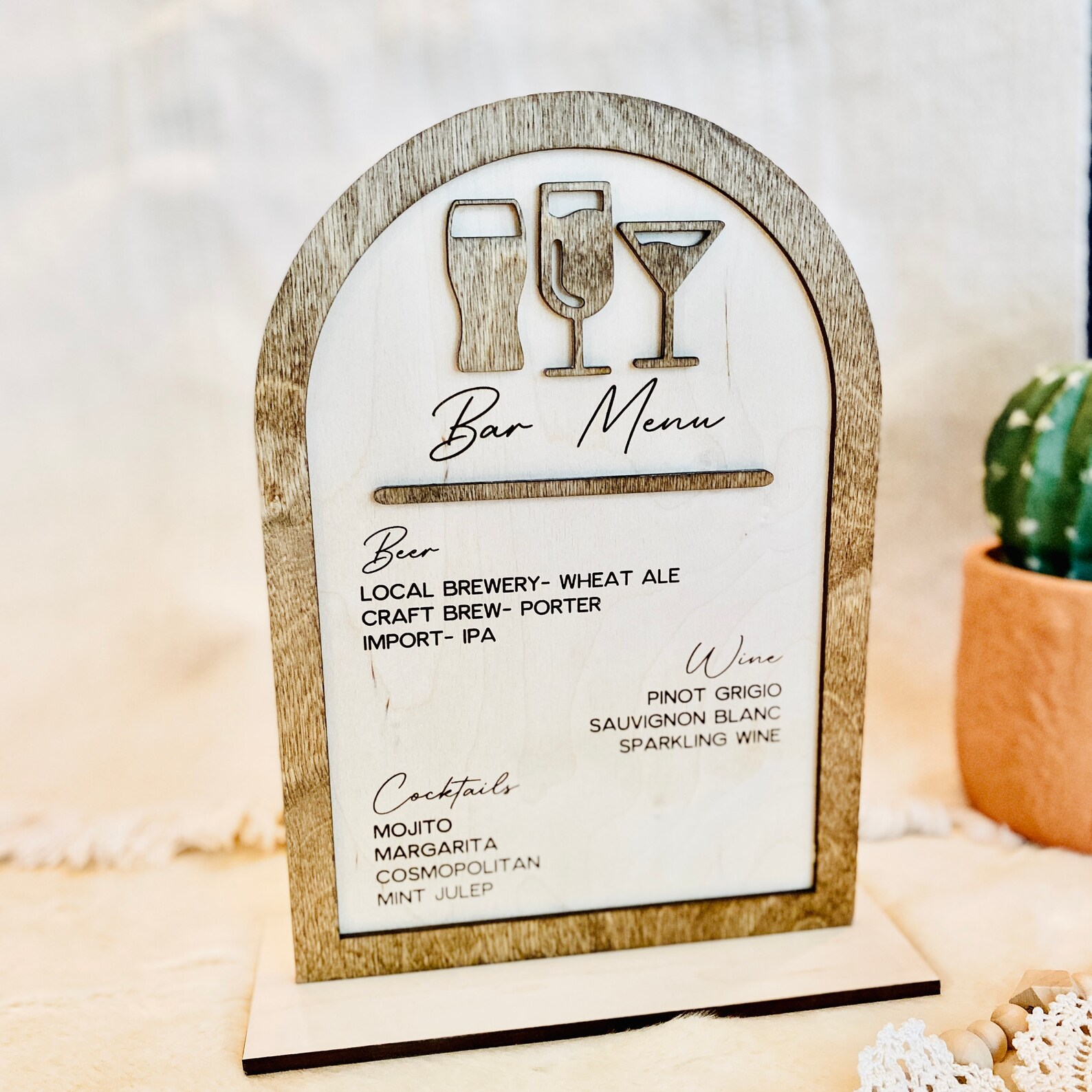 Custom Wood Bar Menu Sign // Wedding Bar Sign // Special Event - Etsy