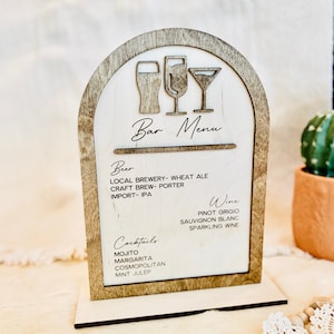 Custom Wood Bar Menu Sign // Wedding Bar Sign // Special Event Drink ...