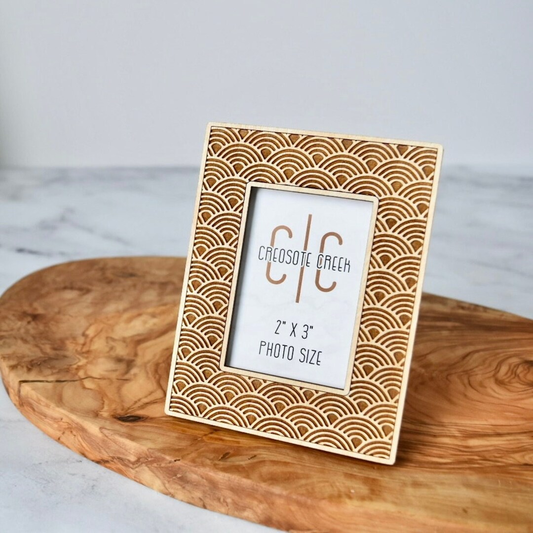 Wooden Mini Photo Frame | Japanese Wave Pattern Minimalist Picture ...