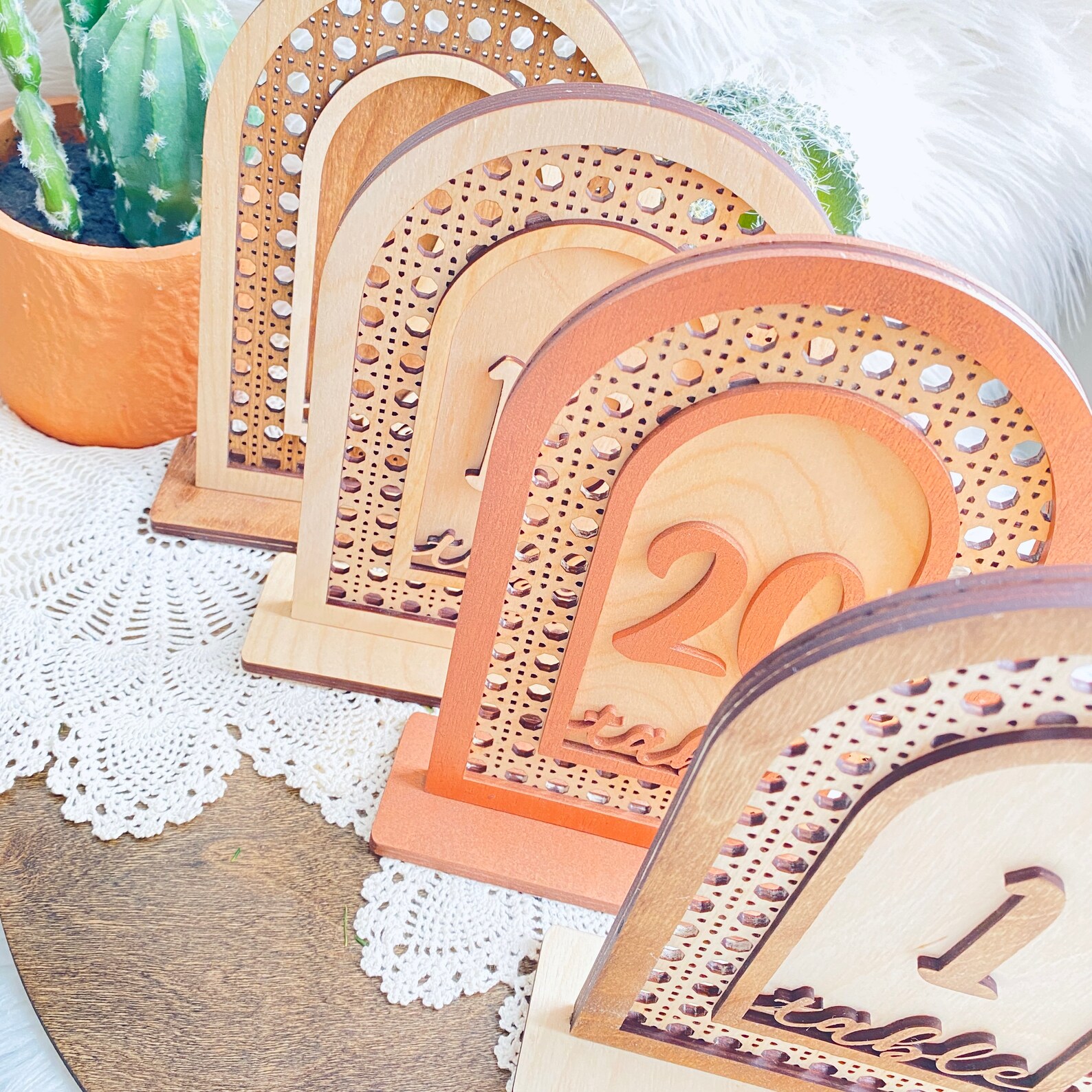 Boho Wedding Signage // Rattan Wooden Table Numbers // | Etsy