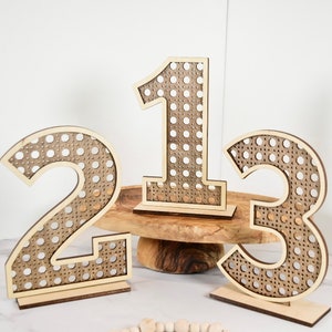 Rattan Cane Pattern Wooden Numbers // Terracotta Wedding // Boho Party ...