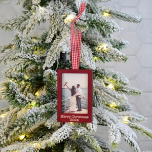 Merry Christmas 2024 Photo Frame Ornament | 2x3" Wood Picture Frame ...