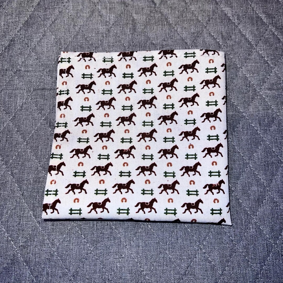 Derby Day Horses, Hurdles and Horseshoes, Equestrian Pocket Square Made ...