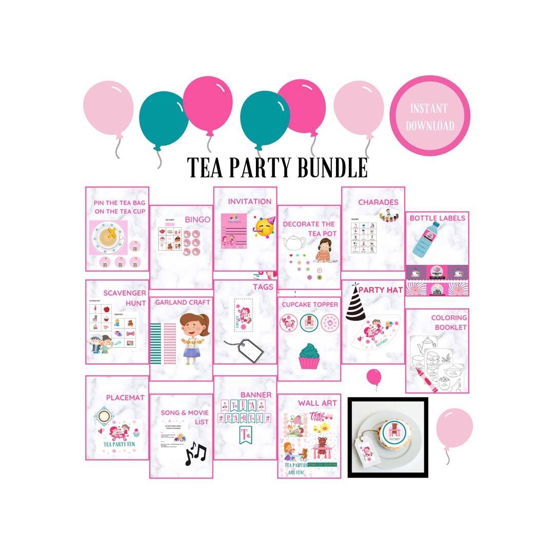 Childrens Tea Party Bundle: 16 Individual Tea Party Supply Printables ...