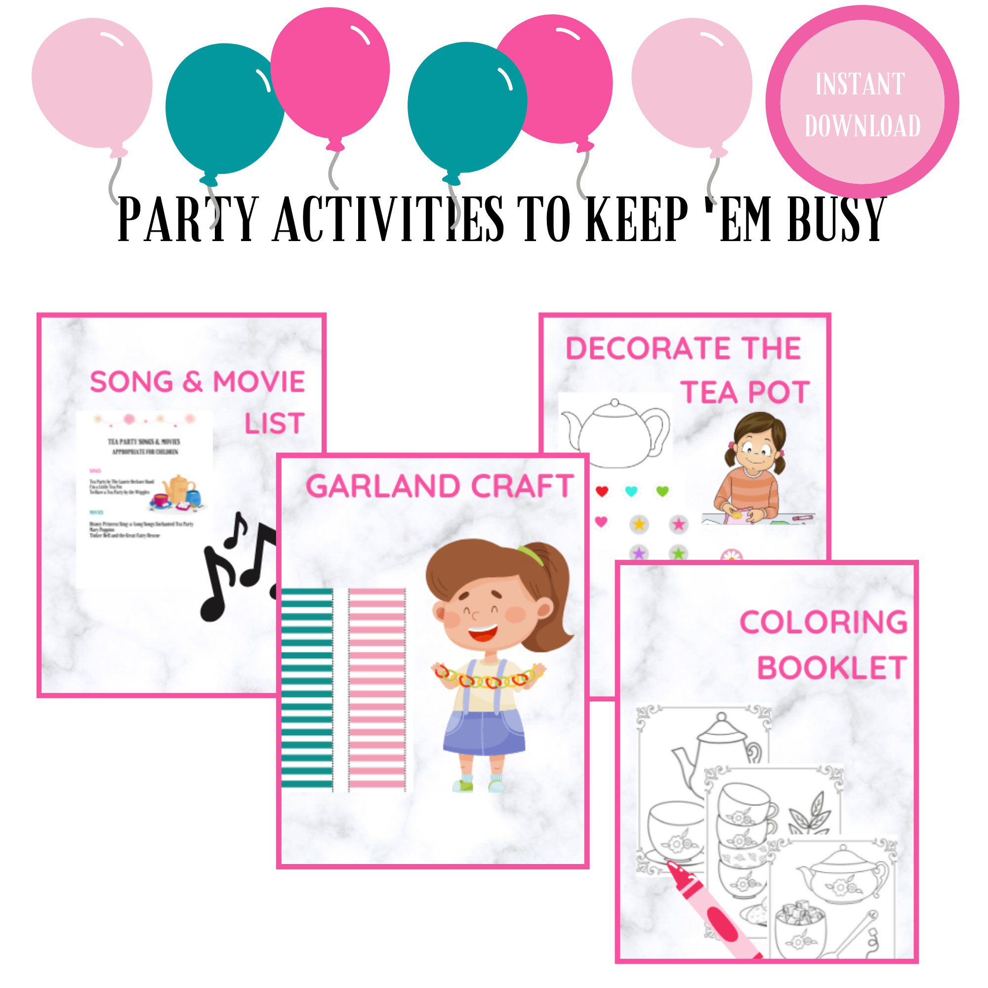 Childrens Tea Party Bundle: 16 Individual Tea Party Supply Printables ...