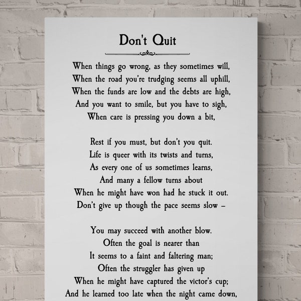 Dont Quit Poem - Etsy