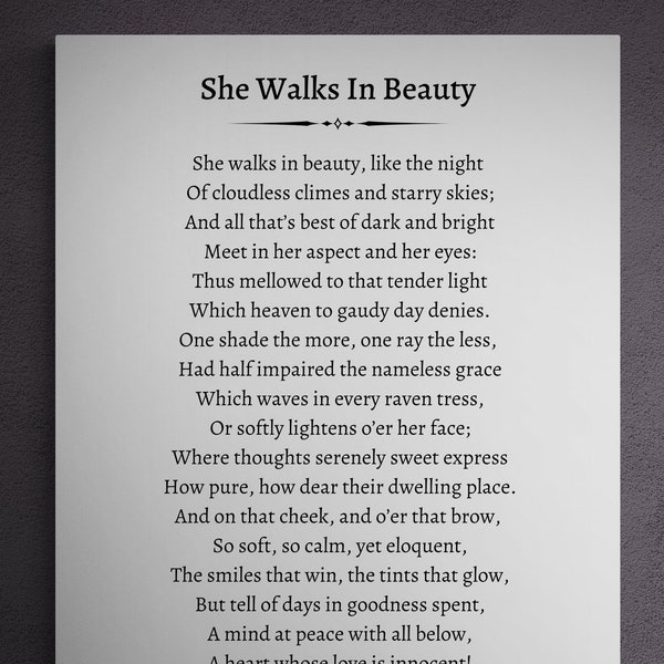 She Walks in Beauty - Etsy