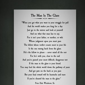 The Man in the Glass Poem Peter Dale Wimbrow Sr. Canvas - Etsy