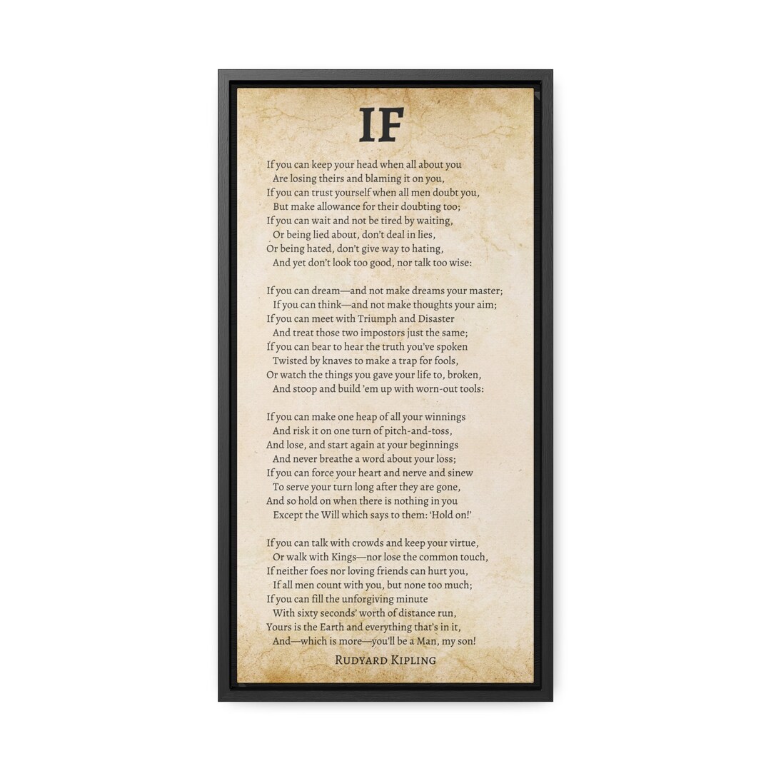 If by Rudyard Kipling, Inspirational Poem, Life Quote. Gift for Son ...