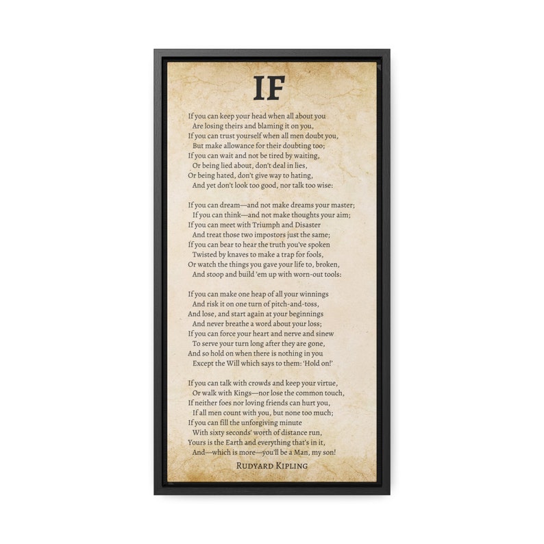 If by Rudyard Kipling, Inspirational Poem, Life Quote. Gift for Son ...