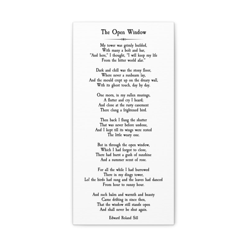 The Open Window Poem, by Edward Sill Inspirational Poetry Literary Wall ...