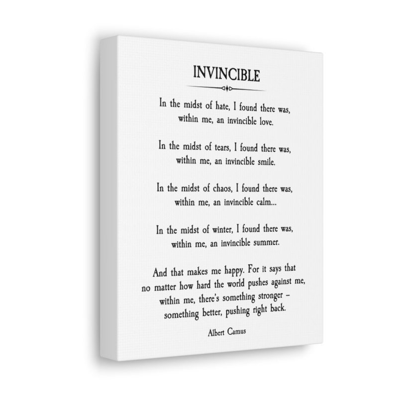 Albert Camus Poem, "invincible" | Minimalist Wall Decor | Book Page ...