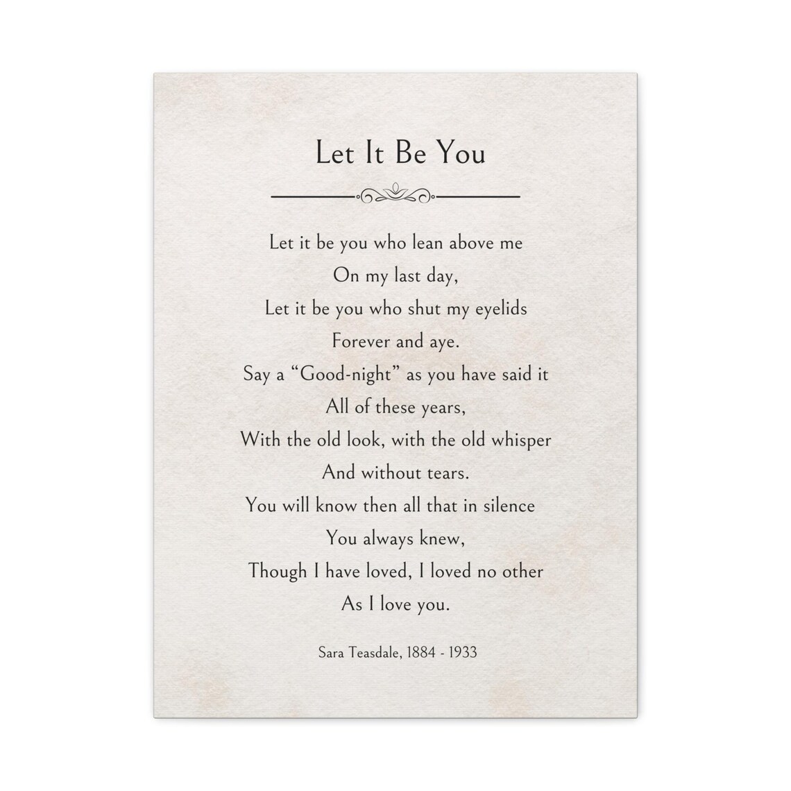 Sara Teasdale Poem Canvas: "let It Be You" Literary Wall Art - Etsy Canada