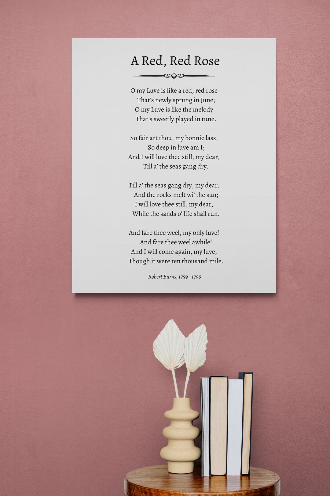 A Red, Red Rose | Love Poem by Robert Burns | Valentine's Day Gift ...