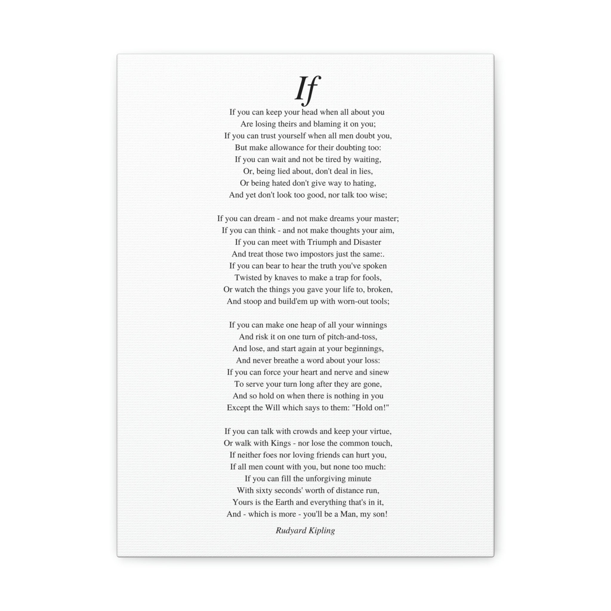 If Poem Framed, Rudyard Kipling, Canvas Wall Art, Gallery Wrap - Etsy