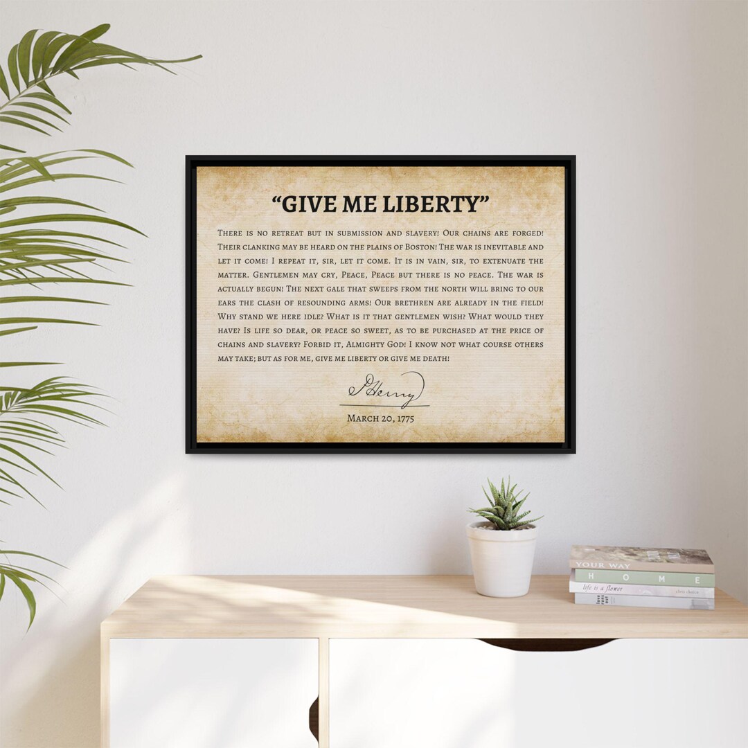 Framed Canvas, Liberty Speech, Patrick Henry, American Revolution ...