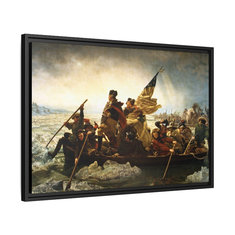 Washington Crossing the Delaware, Framed Canvas Wall Art, American ...