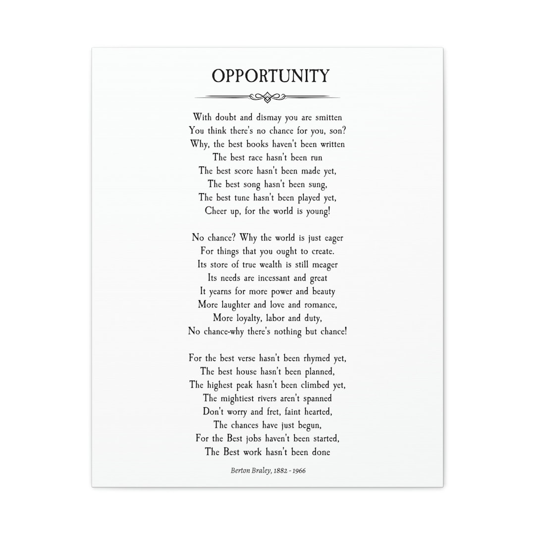 Opportunity Motivational Poem by Berton Braley Literary - Etsy