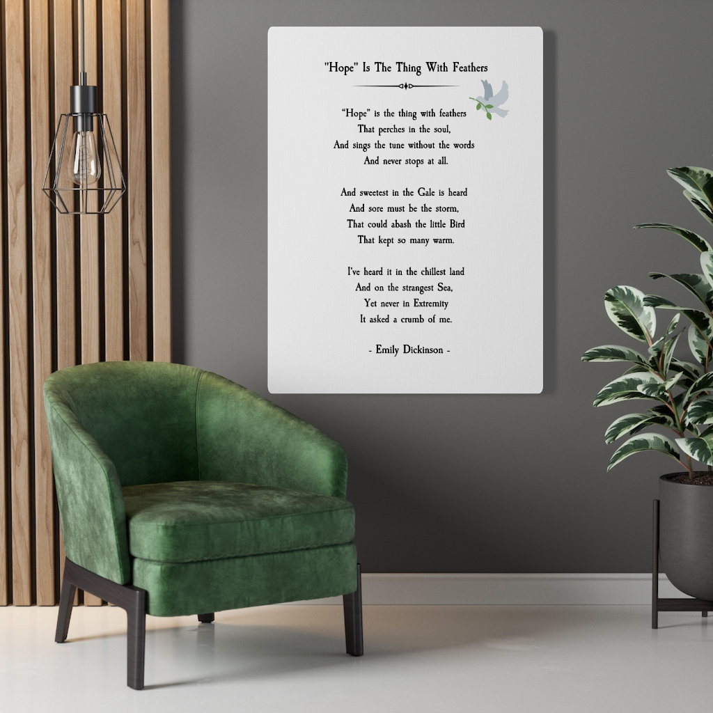 Emily Dickinson Poem, Hope is the Thing With Feathers, Literary Wall ...