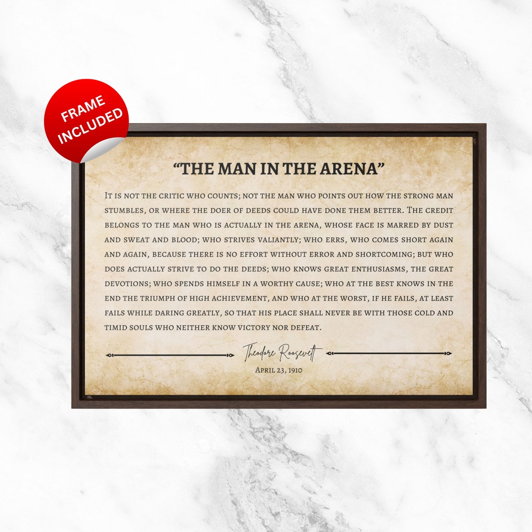 The Man in the Arena Framed, the Man in the Arena Sign, Office Sign ...