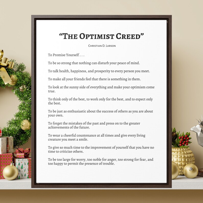 The Optimist Creed by Christian D. Larson, Motivational Life Quote ...