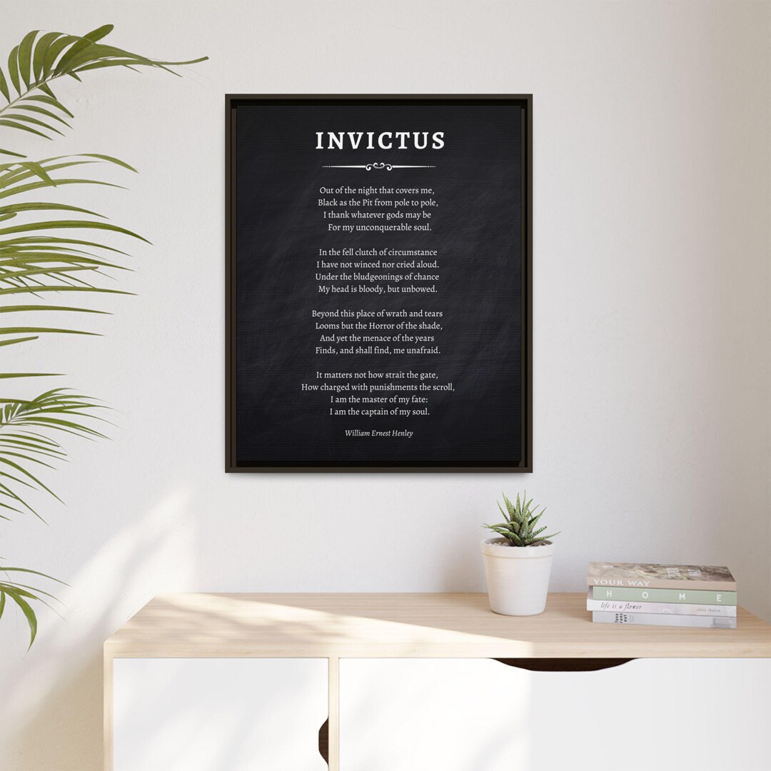 Framed 'invictus' Poem Canvas: Inspirational Wall Art - Etsy