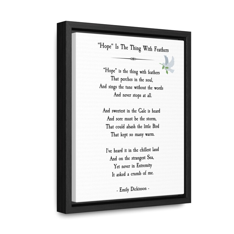 Emily Dickinson Poem Art: Hope is the Thing With Feathers, Framed ...