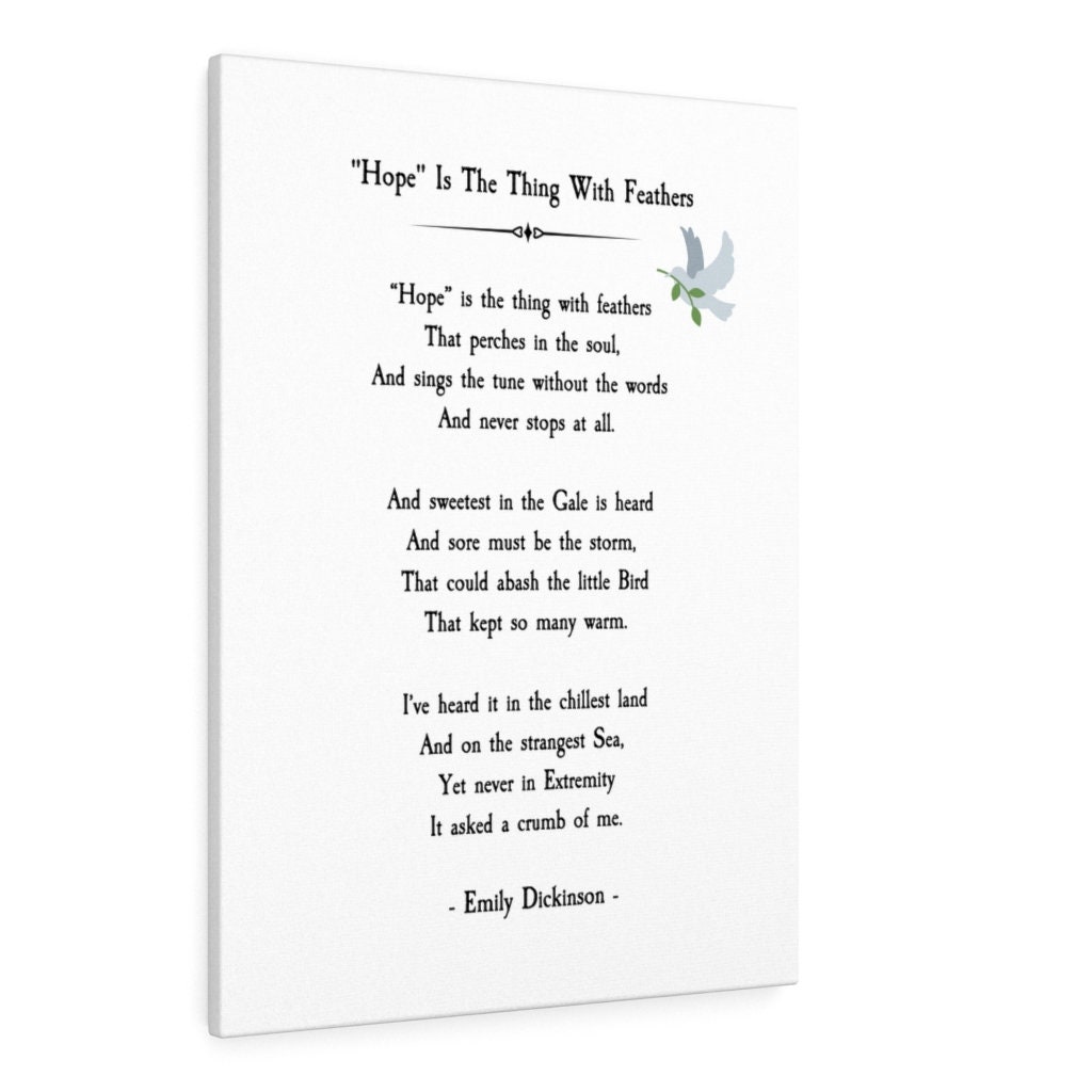 Emily Dickinson Poem, Hope is the Thing With Feathers, Literary Wall ...