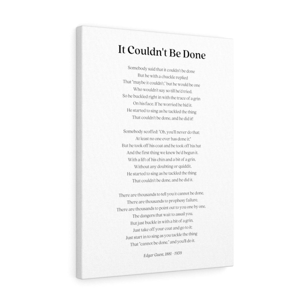 It Couldn't Be Done Classic Poem by Edgar Guest High - Etsy UK