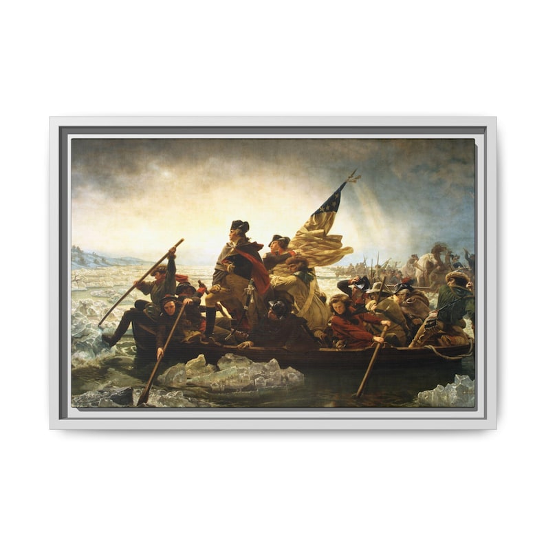 Washington Crossing the Delaware, Framed Canvas Wall Art, American ...
