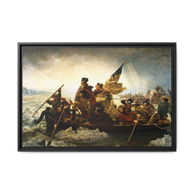Washington Crossing the Delaware, Framed Canvas Wall Art, American ...