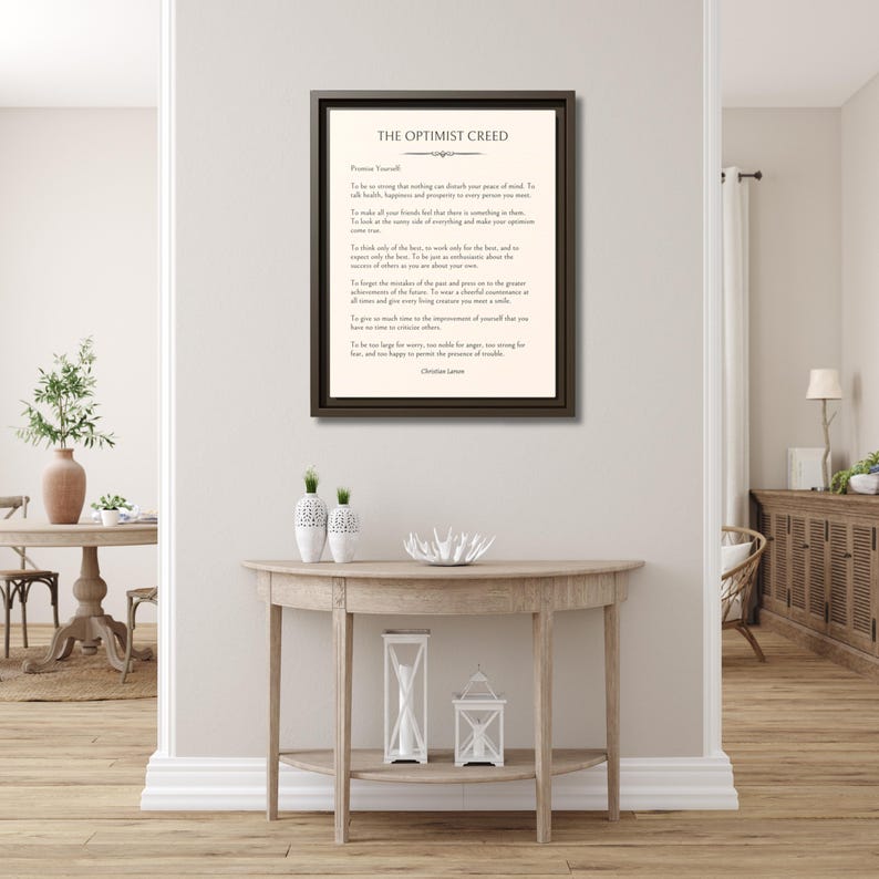 Christian Larson Optimist Creed, Framed Canvas Wall Art, Inspirational ...