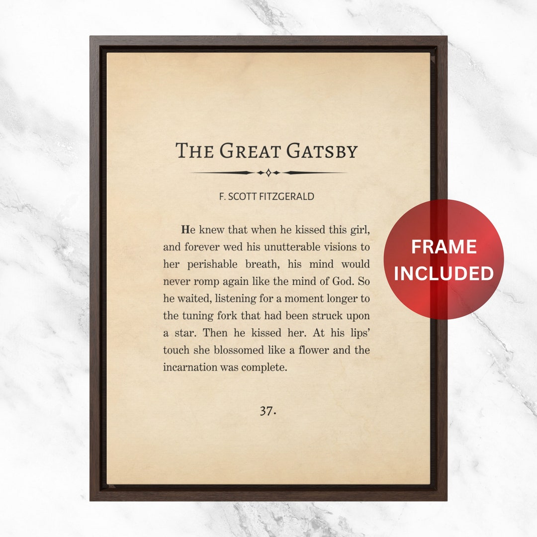 Vintage Book Page Quote From the Great Gatsby by F. Scott Fitzgerald ...