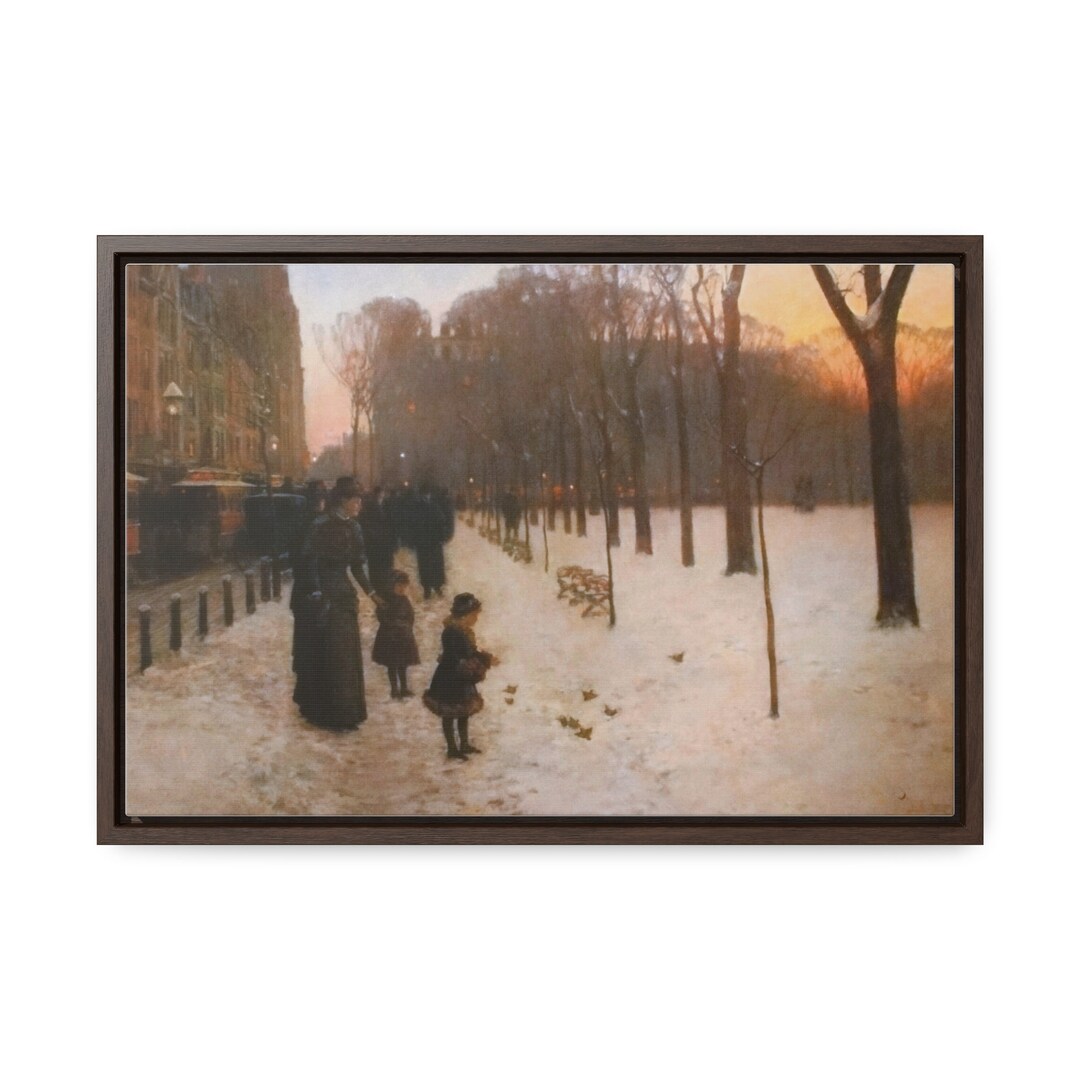 Framed Canvas Art Print | Childe Hassam | Boston Common at Twilight ...