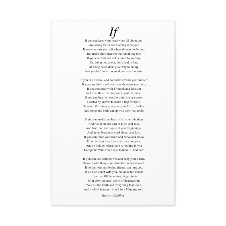 If Poem Framed, Rudyard Kipling, Canvas Wall Art, Gallery Wrap - Etsy