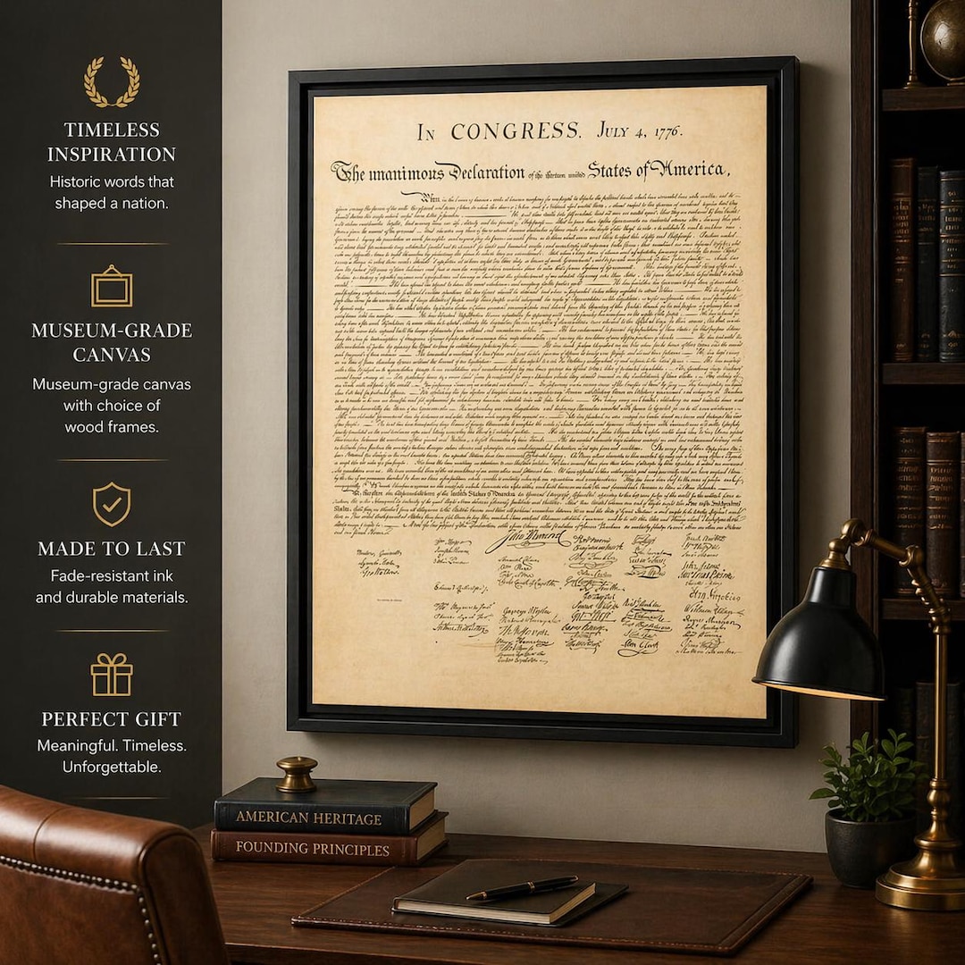 Declaration of Independence, Framed Museum-grade Canvas Wall Art ...