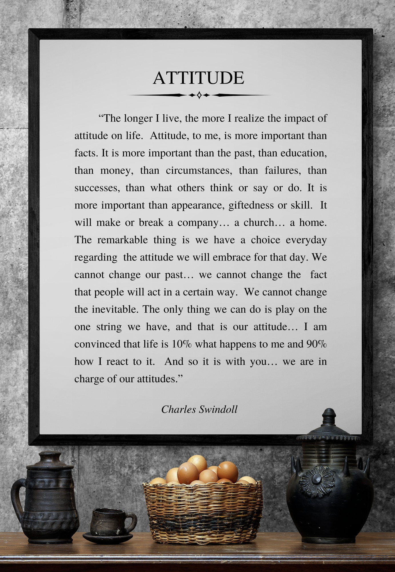 Charles Swindoll Attitude Quote, Literary Wall Art, Life Quote, Framed ...