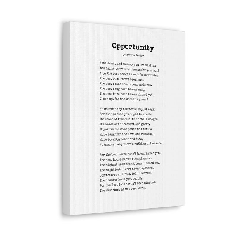 Opportunity Motivational Poem by Berton Braley Literary Home Decor Wall ...