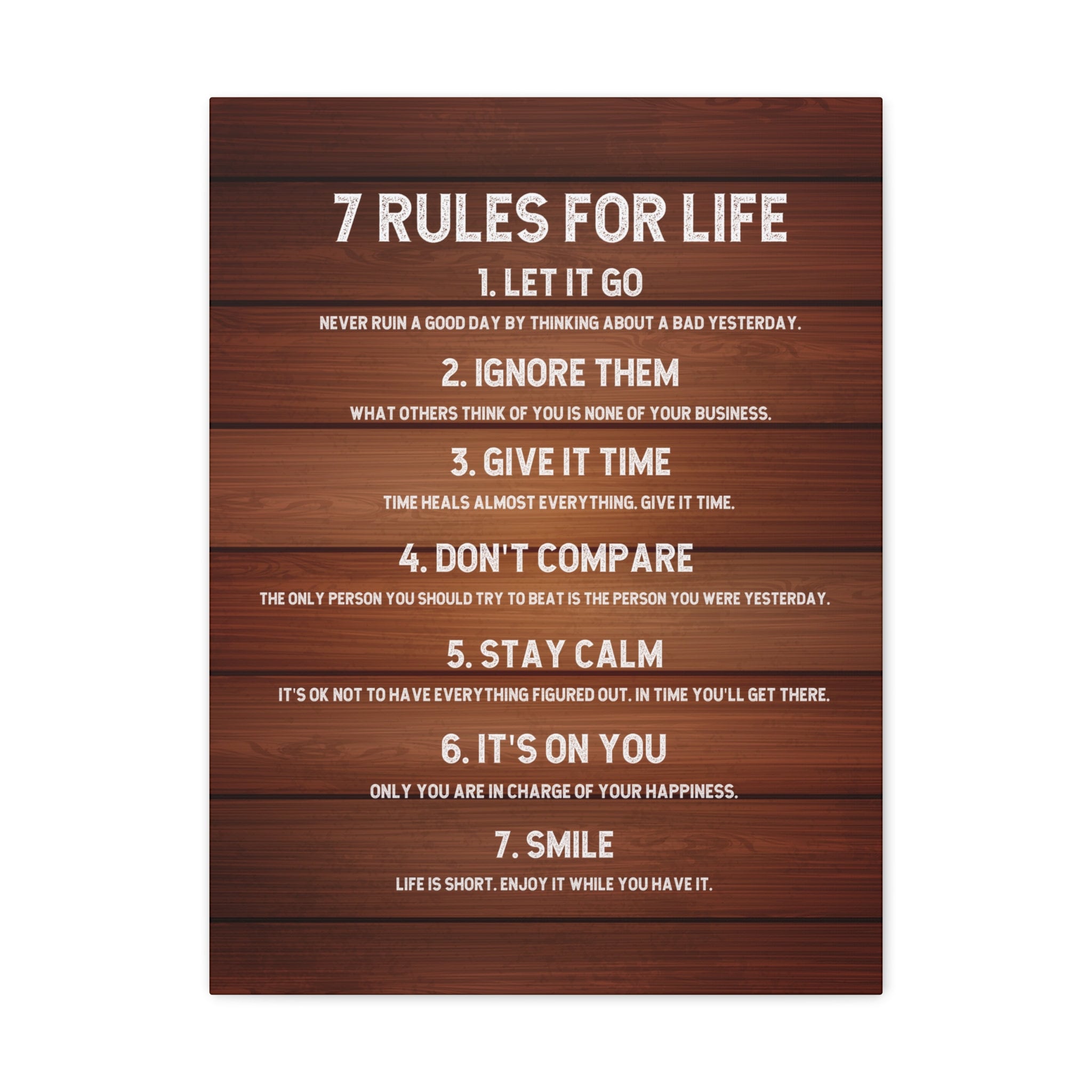 7 Rules of Life Motivational Quotes Canvas, Inspirational Quotes, 7 ...