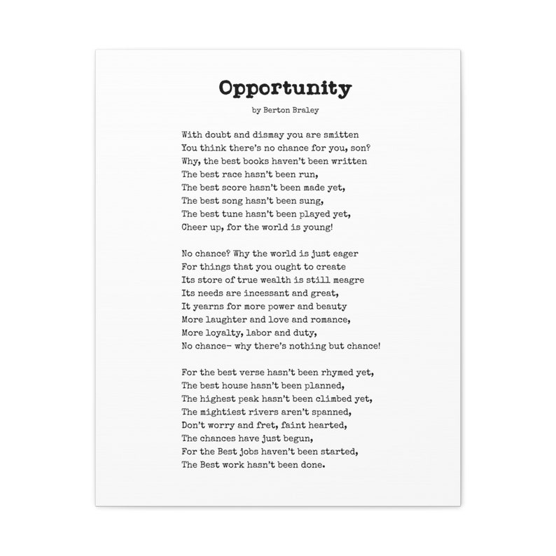Opportunity | Motivational Poem by Berton Braley | Literary Home Decor ...