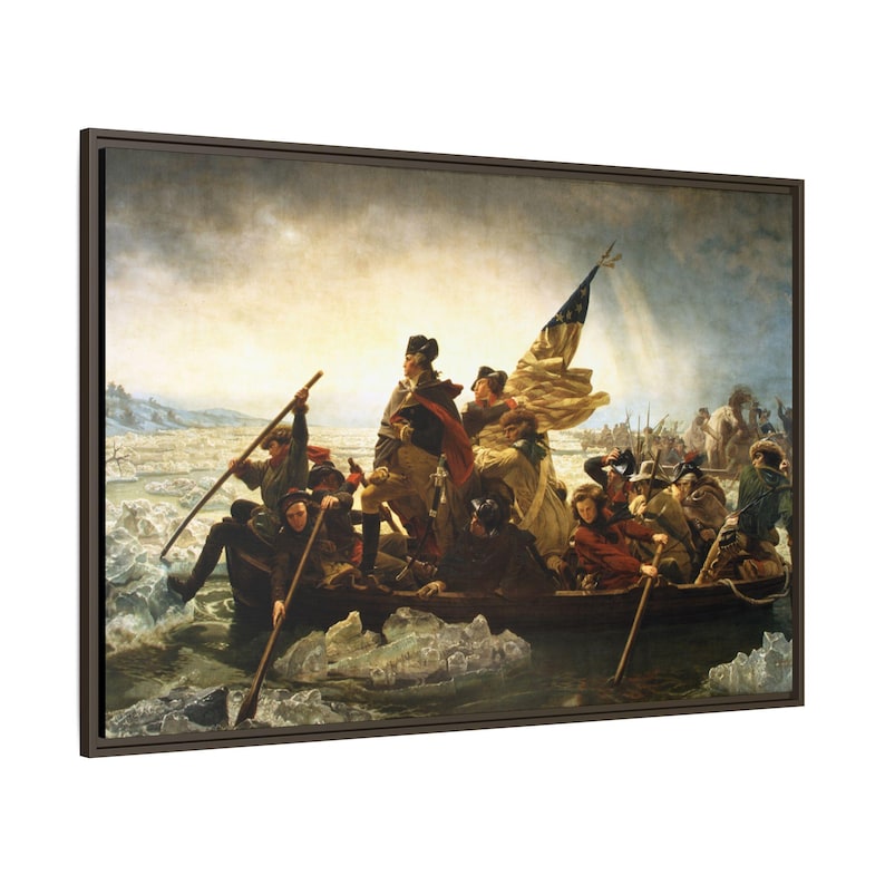 Washington Crossing the Delaware, Framed Canvas Wall Art, American ...
