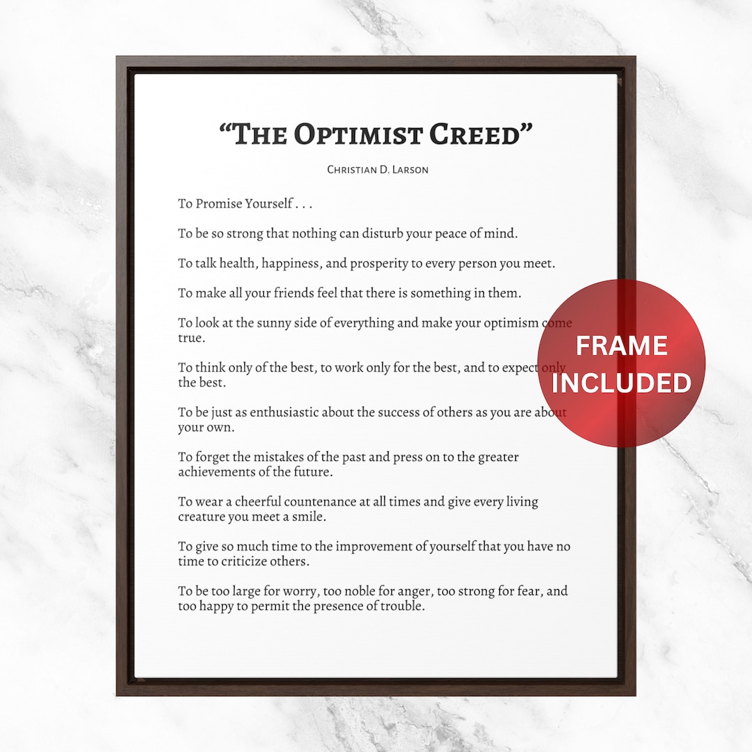 The Optimist Creed by Christian D. Larson, Motivational Life Quote ...