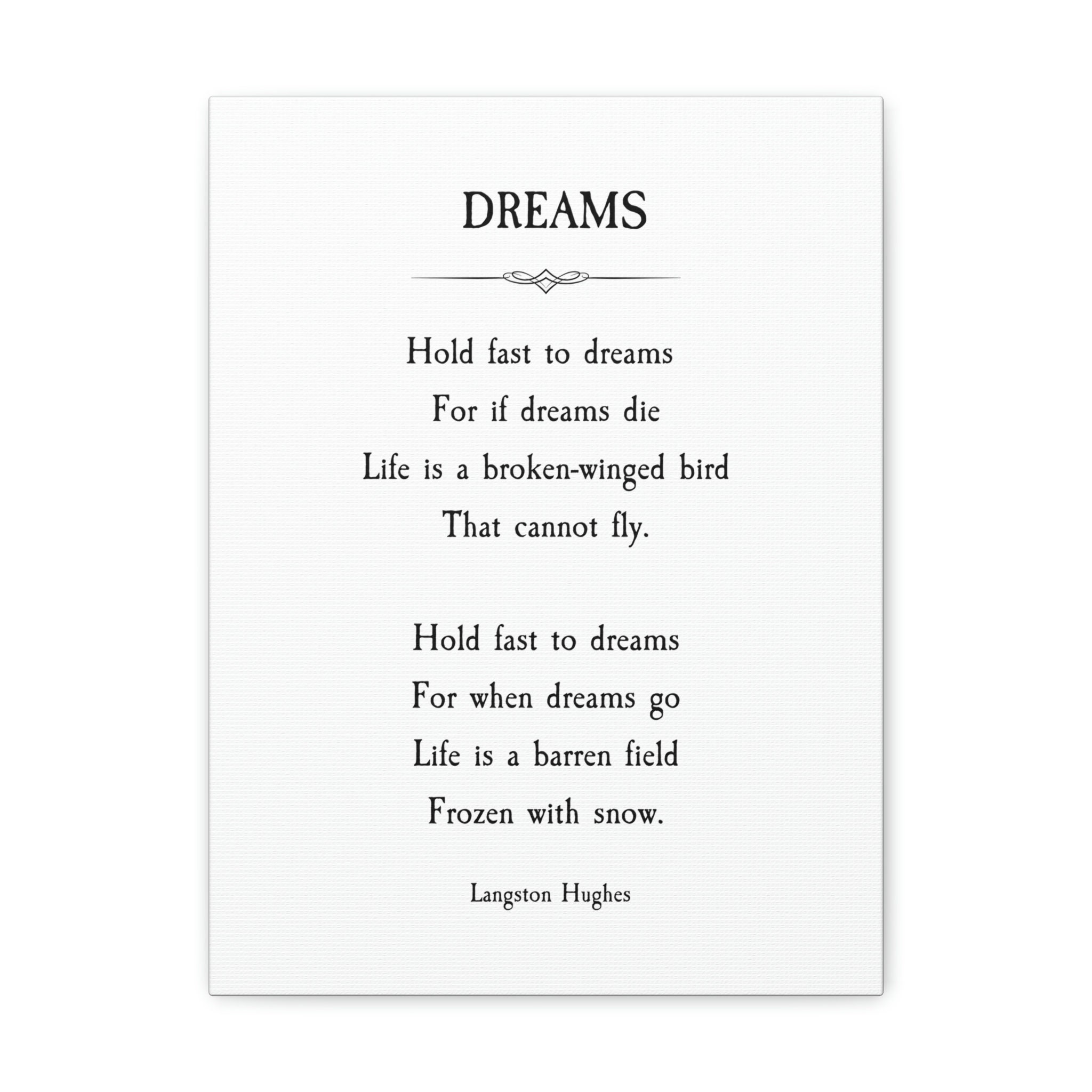 Dreams | Inspirational Poem by Langston Hughes | Literary Home Decor ...