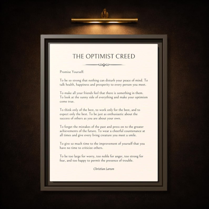 Christian Larson Optimist Creed, Framed Canvas Wall Art, Inspirational ...