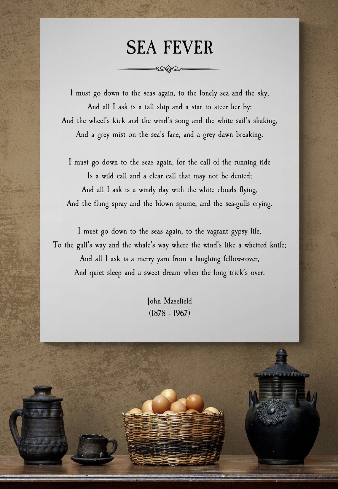 Sea Fever, Classic Poem by John Masefield, Seafaring Poem, High Quality ...