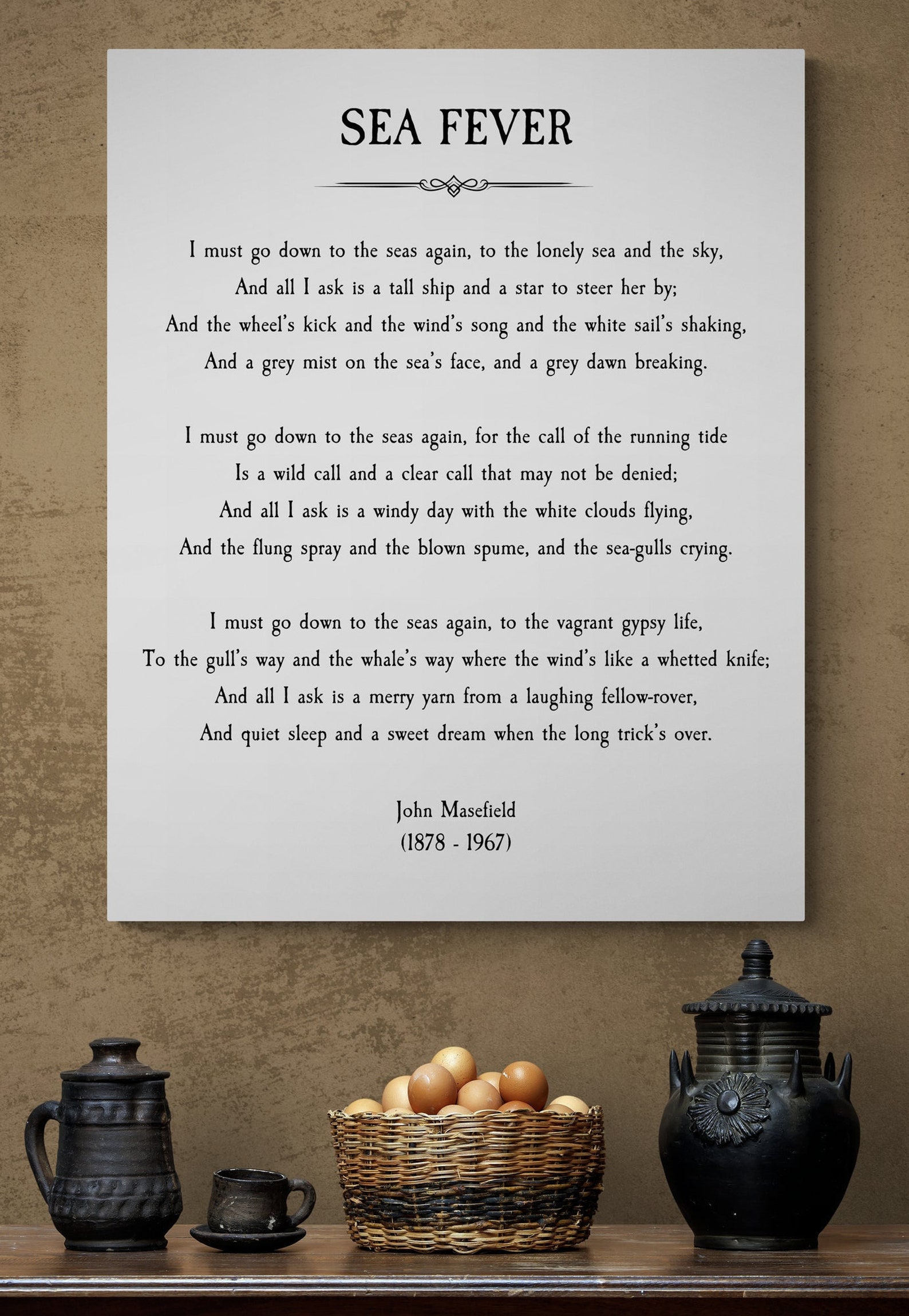 Sea Fever, Classic Poem by John Masefield, Seafaring Poem, High Quality ...
