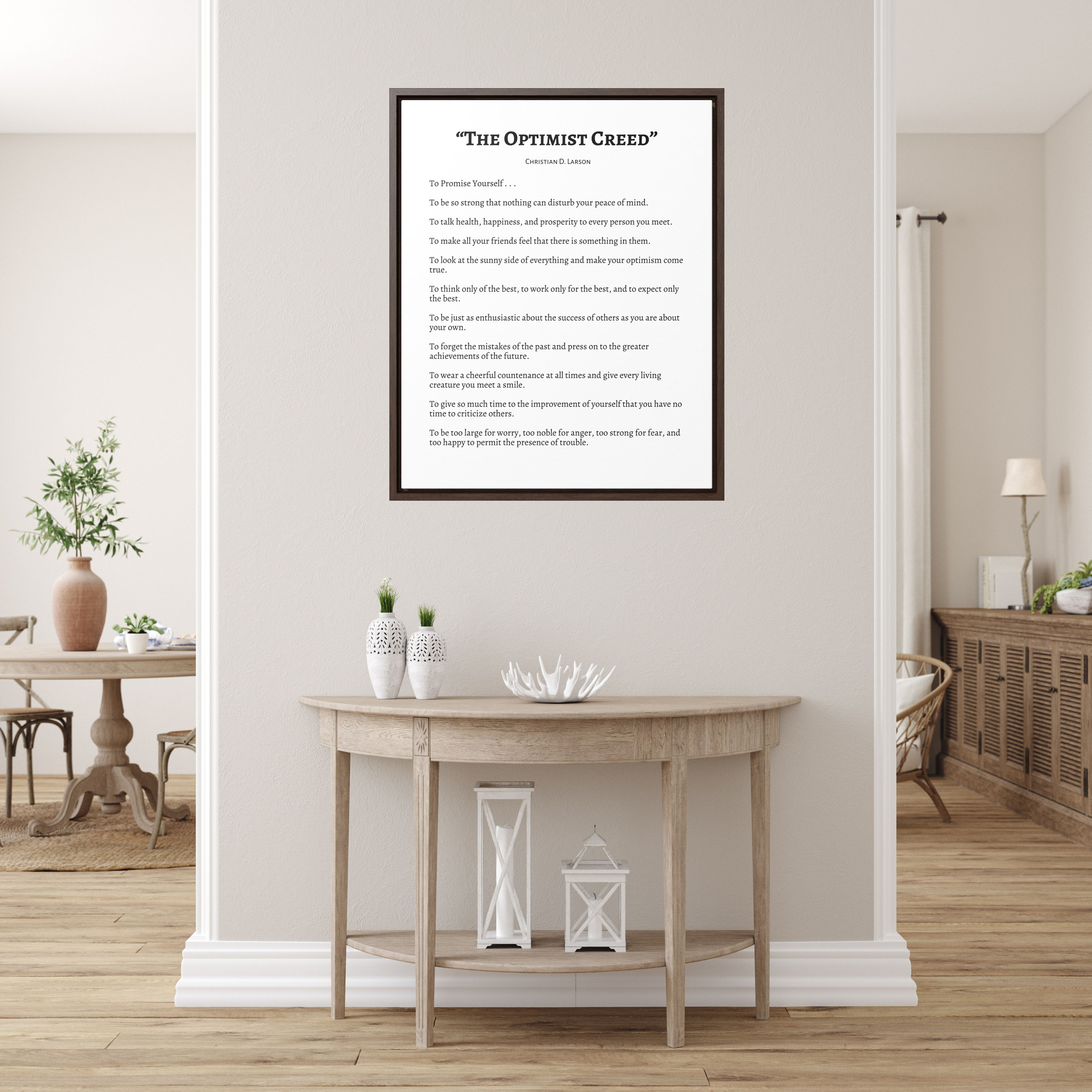 The Optimist Creed Print: Christian Larson Quote, Framed Canvas - Etsy