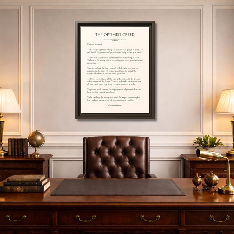 Christian Larson Optimist Creed, Framed Canvas Wall Art, Inspirational ...